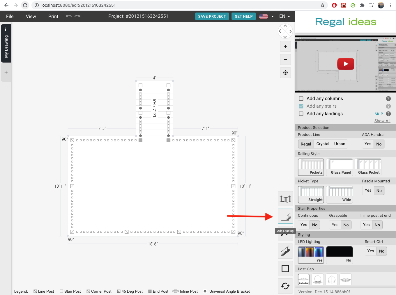 Working with Landings | Regal Ideas Design Tool